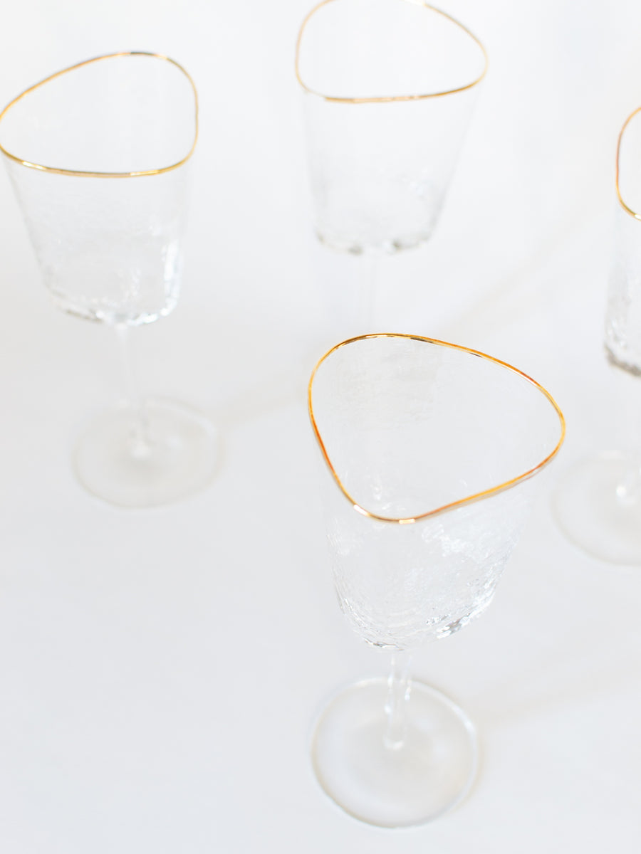 Triangular Gold Rimmed Wine Glass, Set of 4 – Celadon at Home