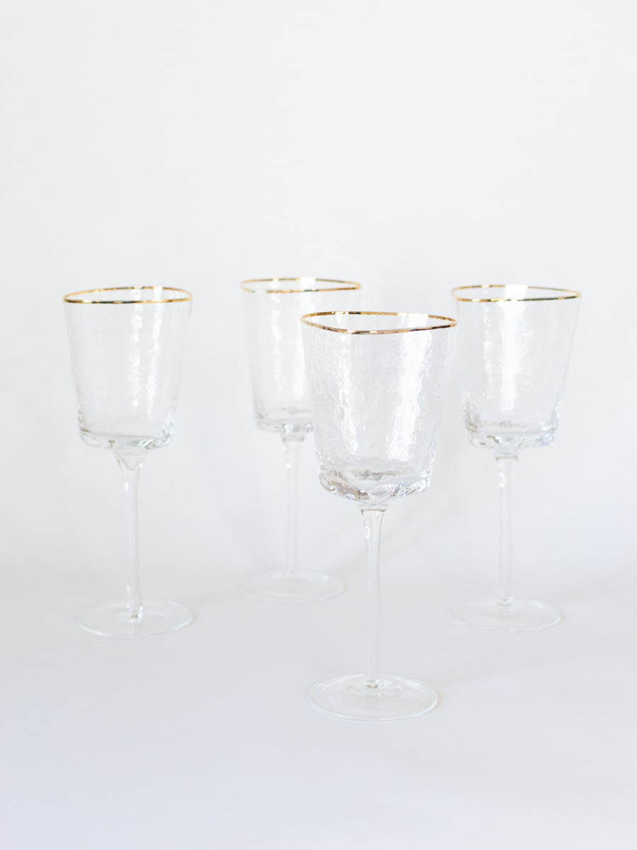 Triangular Gold Rimmed Wine Glass, Set of 4 – Celadon at Home